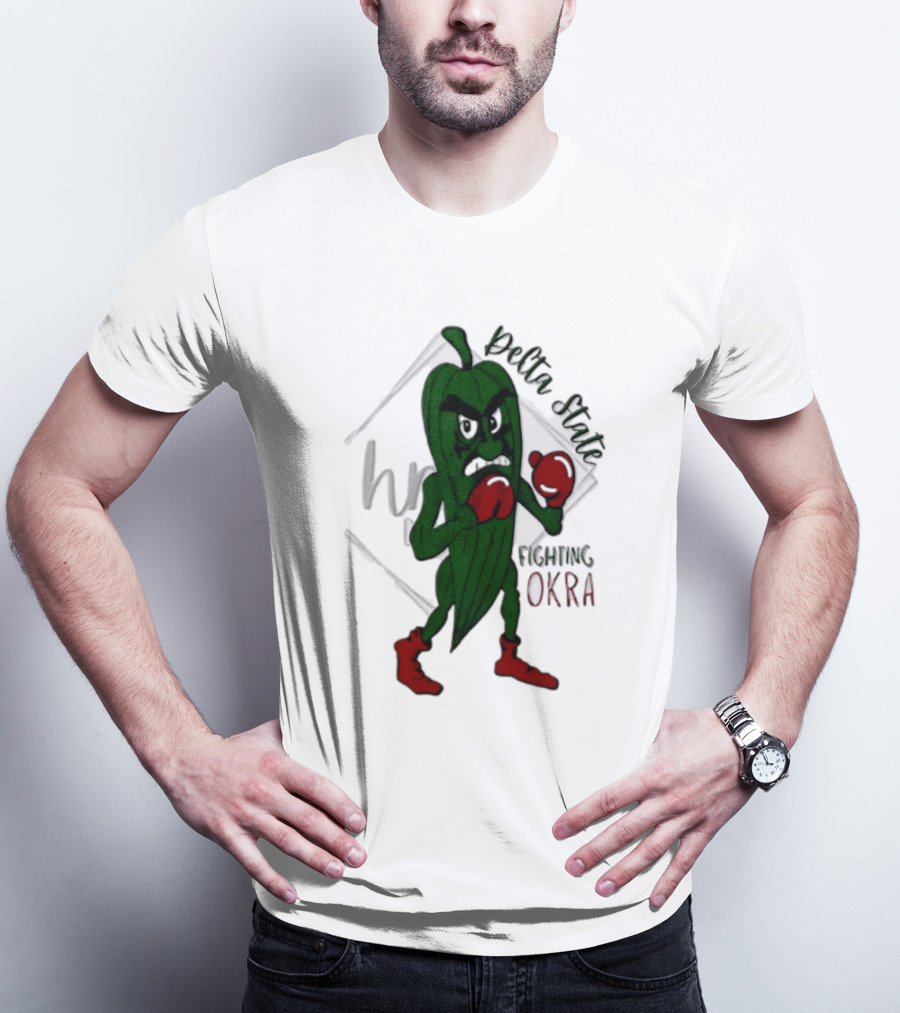 Delta State Fighting Okra Punching Mascot With Boxing Gloves And Boots T-Shirt