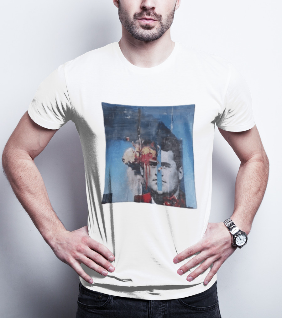Explosion Face Collage Tower Crew Neck Short Sleeve T-Shirt