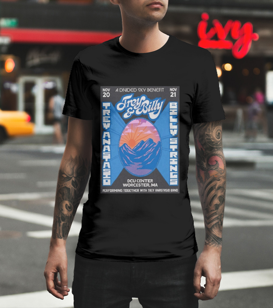 Trey Anastasio And Billy Strings A Divided Sky Benefit At DCU Center Worcester MA November 20 21 2026 T-Shirt