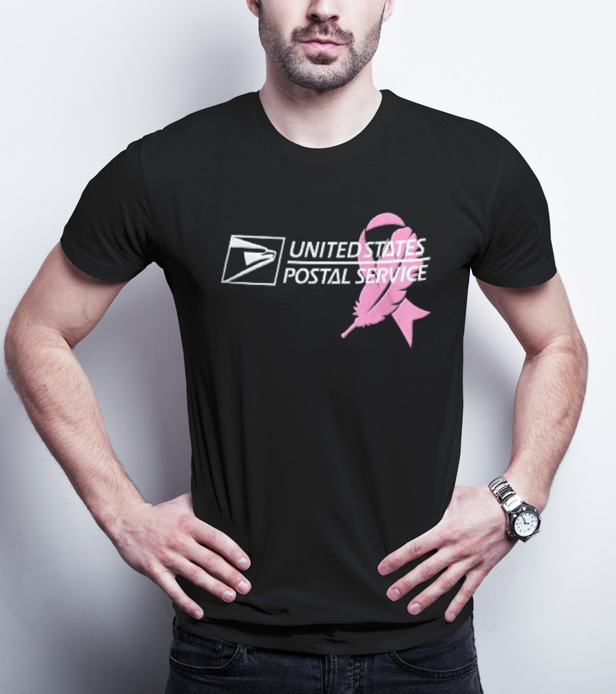 United States Postal Service Pink Breast Cancer Awareness Feather Ribbon T-Shirt