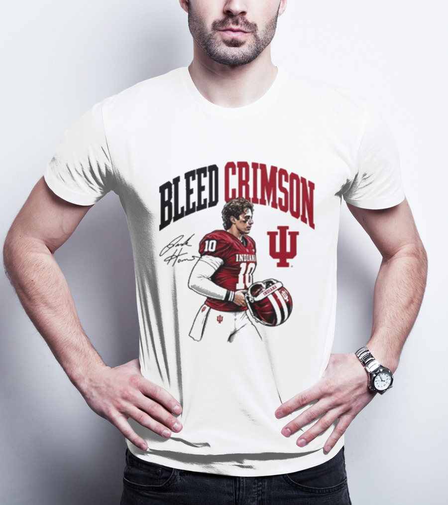 Bleed Crimson IU Football Number 10 Player Signature T-Shirt