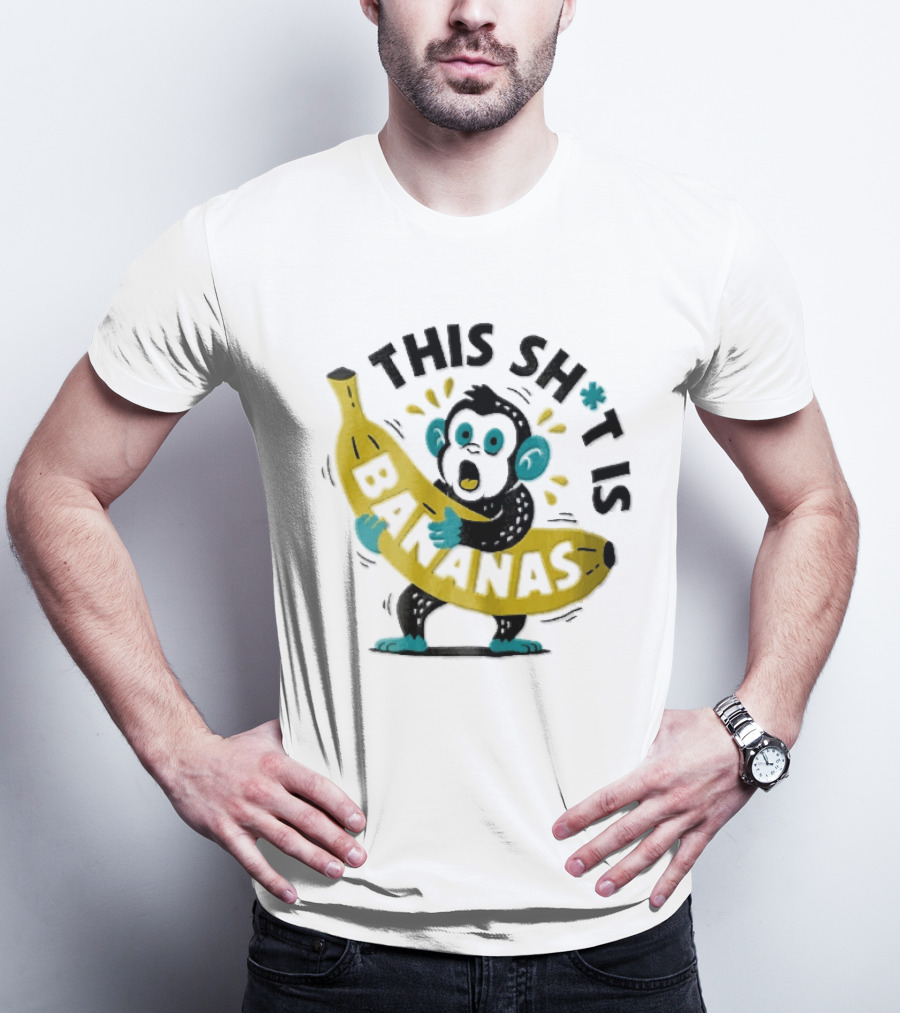 This Shit Is Bananas Surprised Monkey Holding Giant Fruit T-Shirt