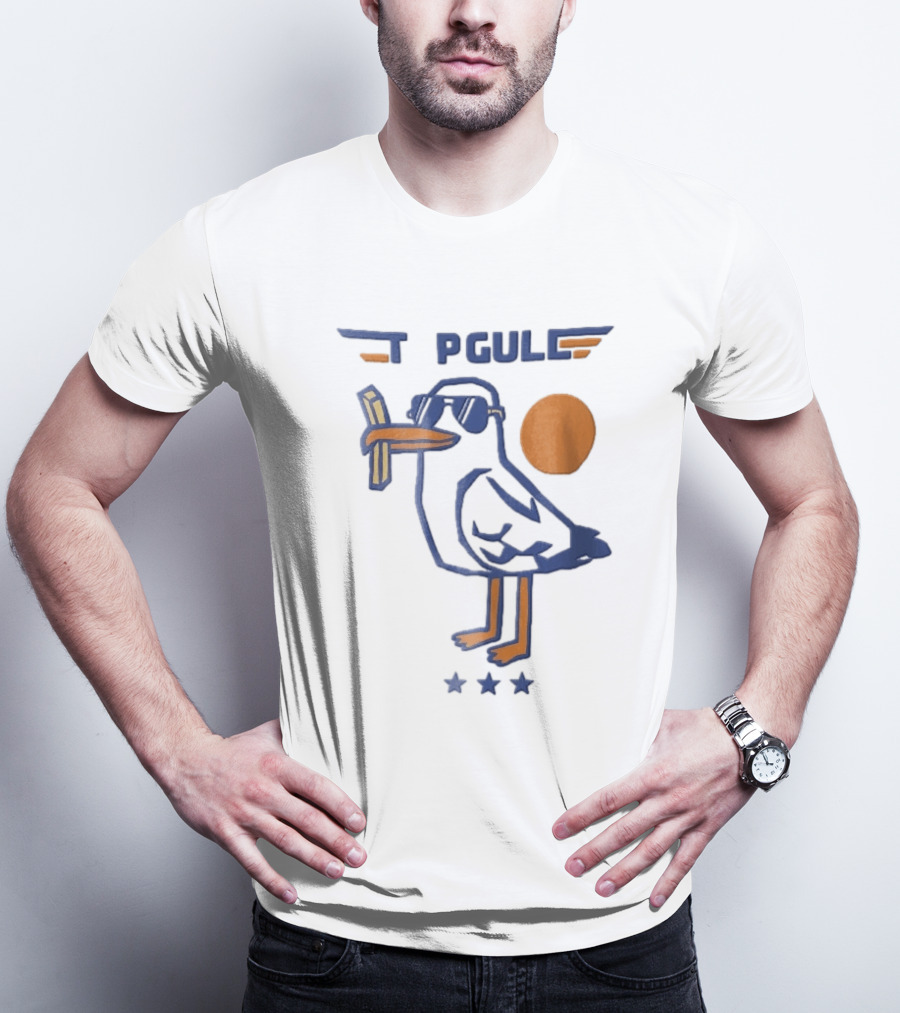 Top Gull Cartoon Seagull Sunglasses French Fries Sun Stars T-Shirt
