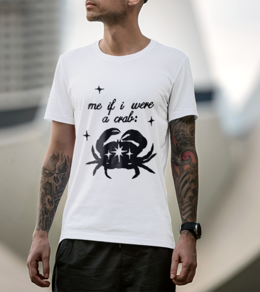Me If I Were A Crab Crustacean Sparkles Silhouette Four Point Stars T-Shirt