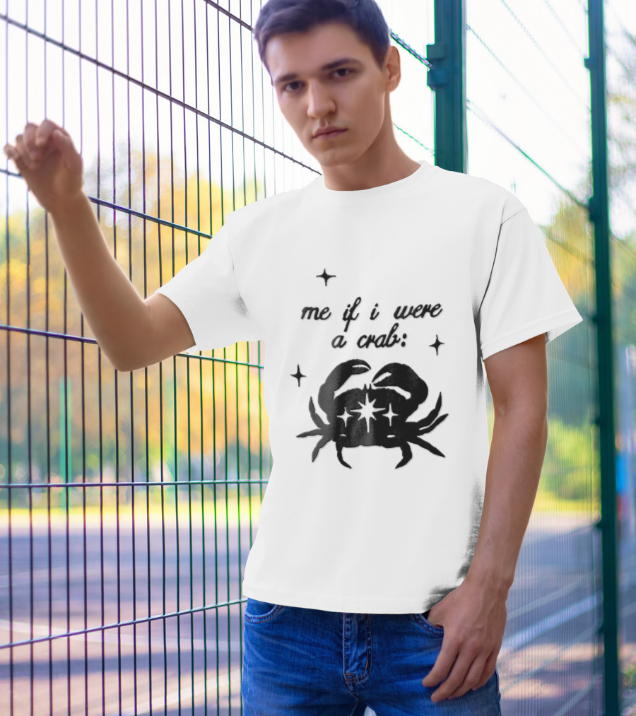 Me If I Were A Crab Crustacean Sparkles Silhouette Four Point Stars T-Shirt