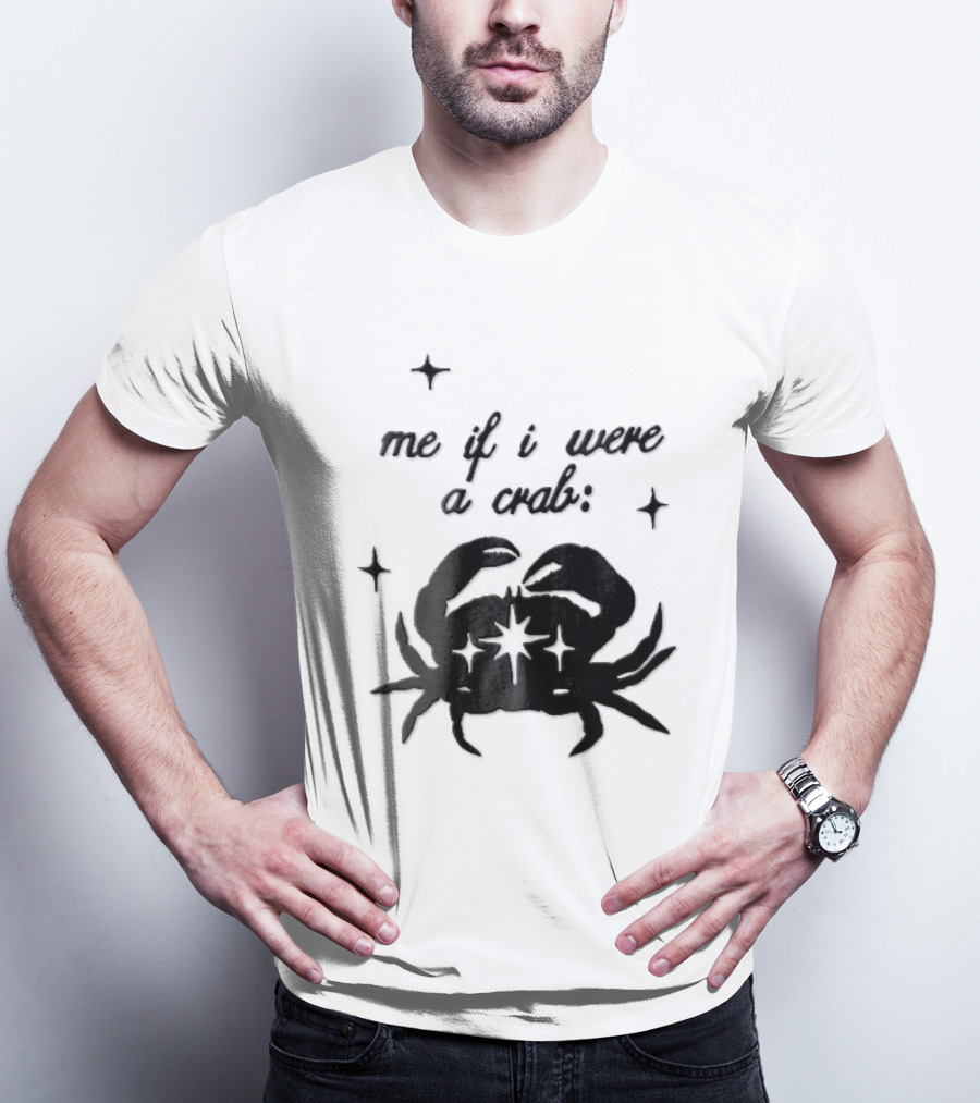 Me If I Were A Crab Crustacean Sparkles Silhouette Four Point Stars T-Shirt