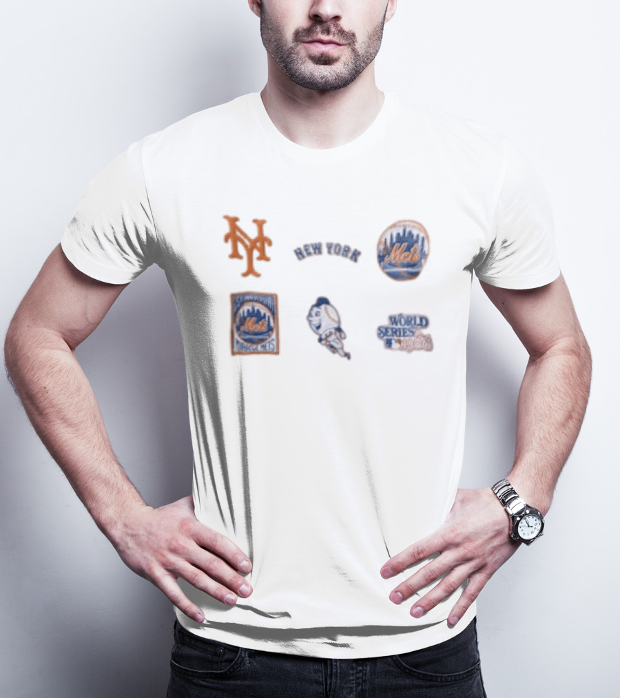 New York Mets 25th Anniversary 1986 World Series Logos T-Shirt