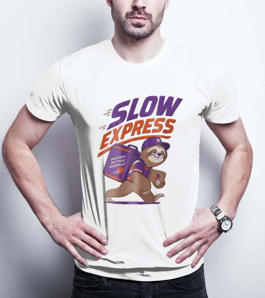 Slow Express Delivery On Your Schedule Cartoon Sloth Courier Carrying Package T-Shirt