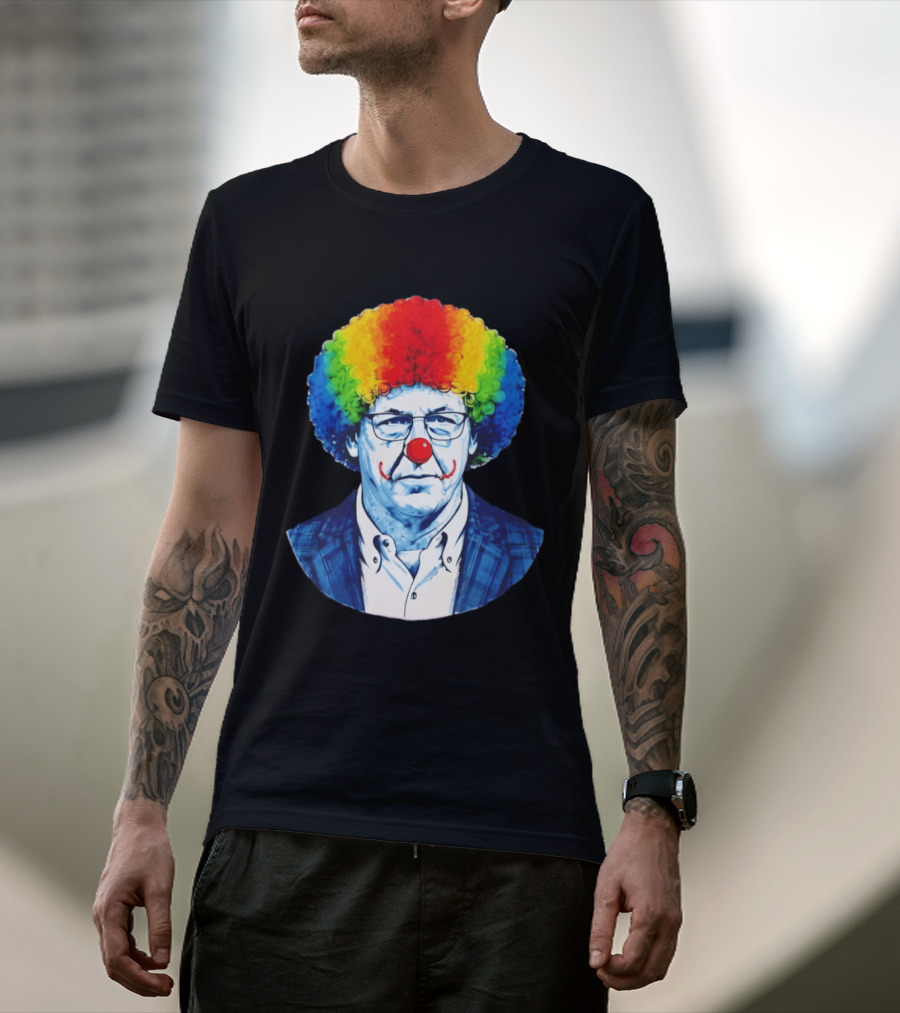 LSU Tigers Football Coach Brian Kelly Clown Red Nose Rainbow Wig T-Shirt