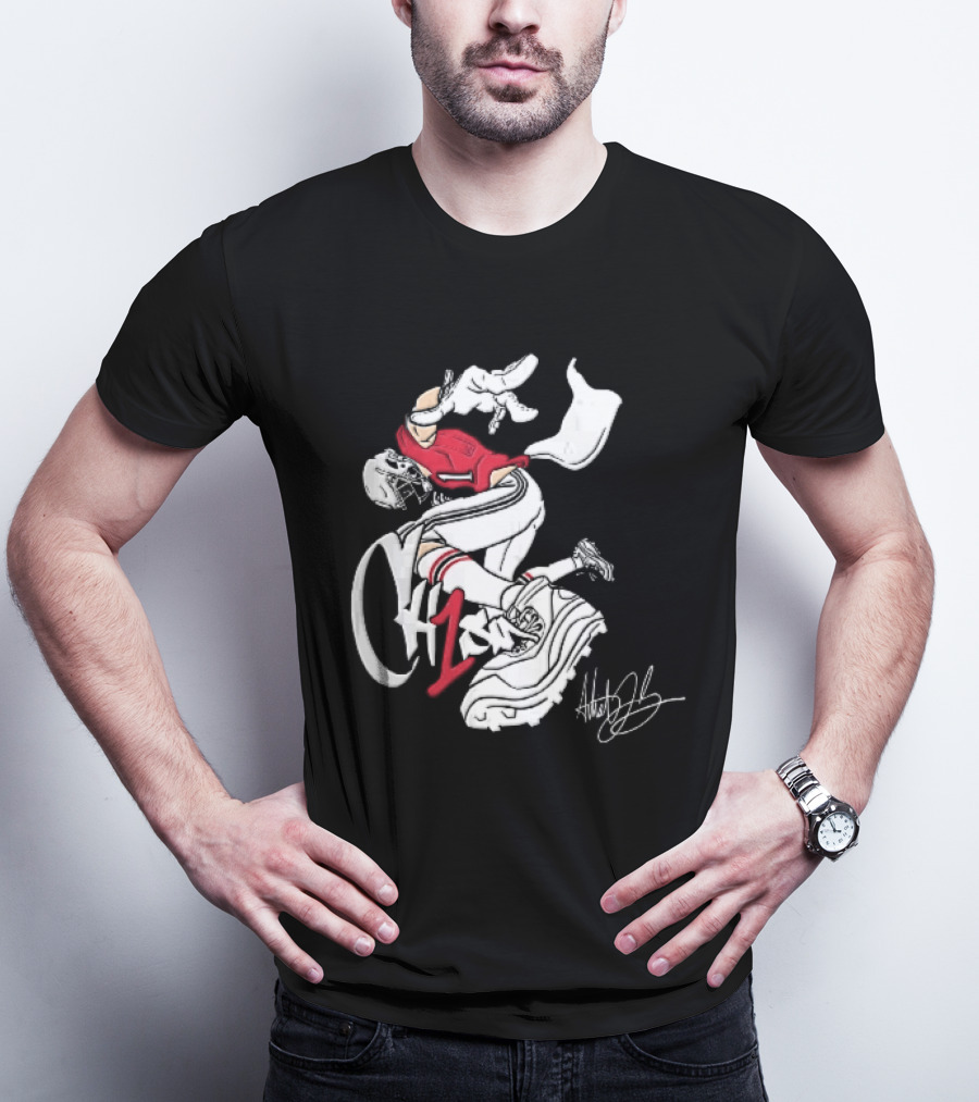 C1n Cam Newton New England Patriots Fisheye Cleat Cartoon Line T-Shirt