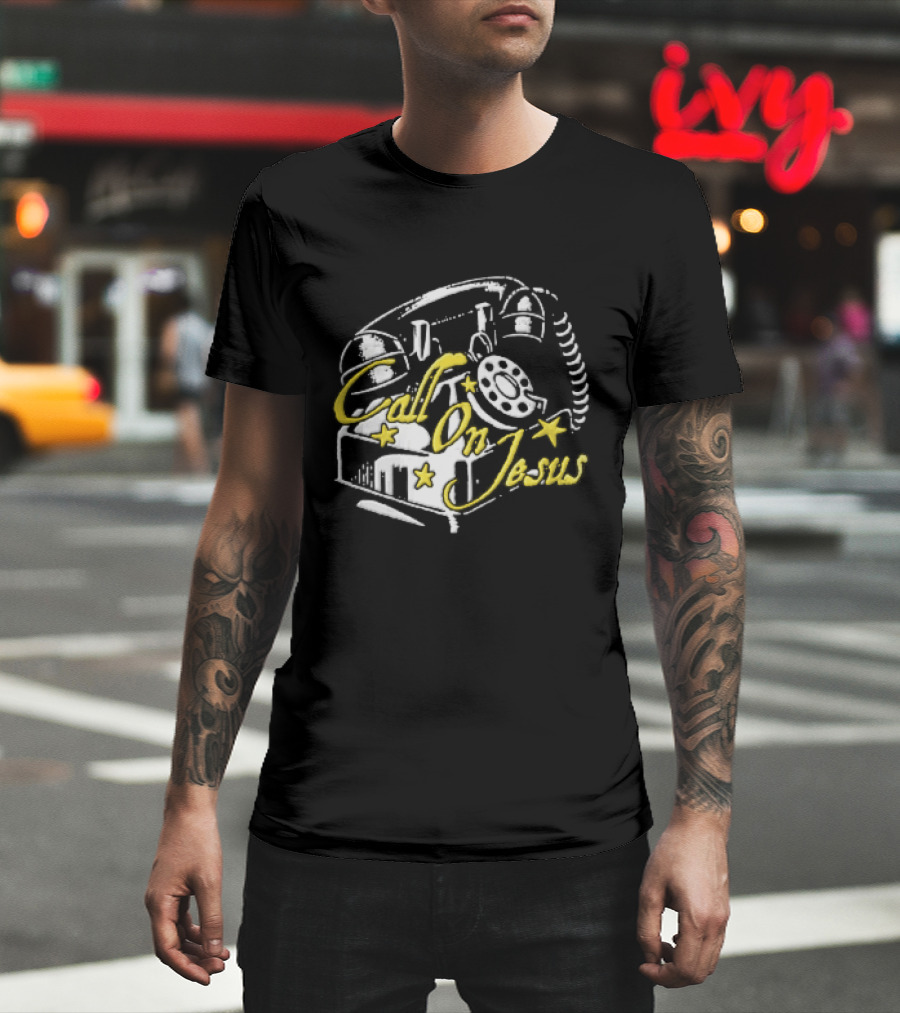 Call On Jesus Rotary Telephone Yellow Stars T-Shirt