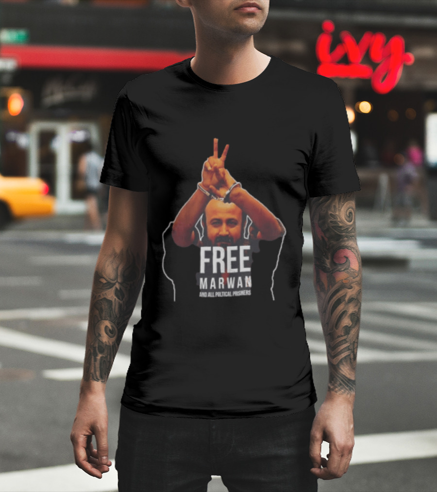 Free Marwan Barghouti And All Political Prisoners Handcuffed Peace Sign T-Shirt