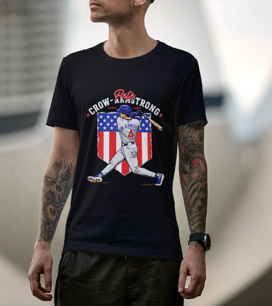 Pete Crow Armstrong Chicago Cubs Baseball 4 American Flag 2026 T-Shirt