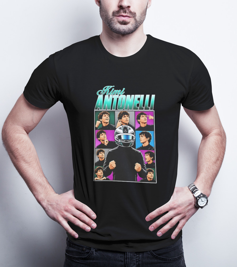 Kimi Antonelli F1 Team Pop Art Helmet Racer T-Shirt