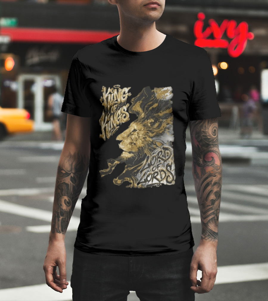 King Of Kings Lord Of Lords Golden Lion Swirling Mane T-Shirt