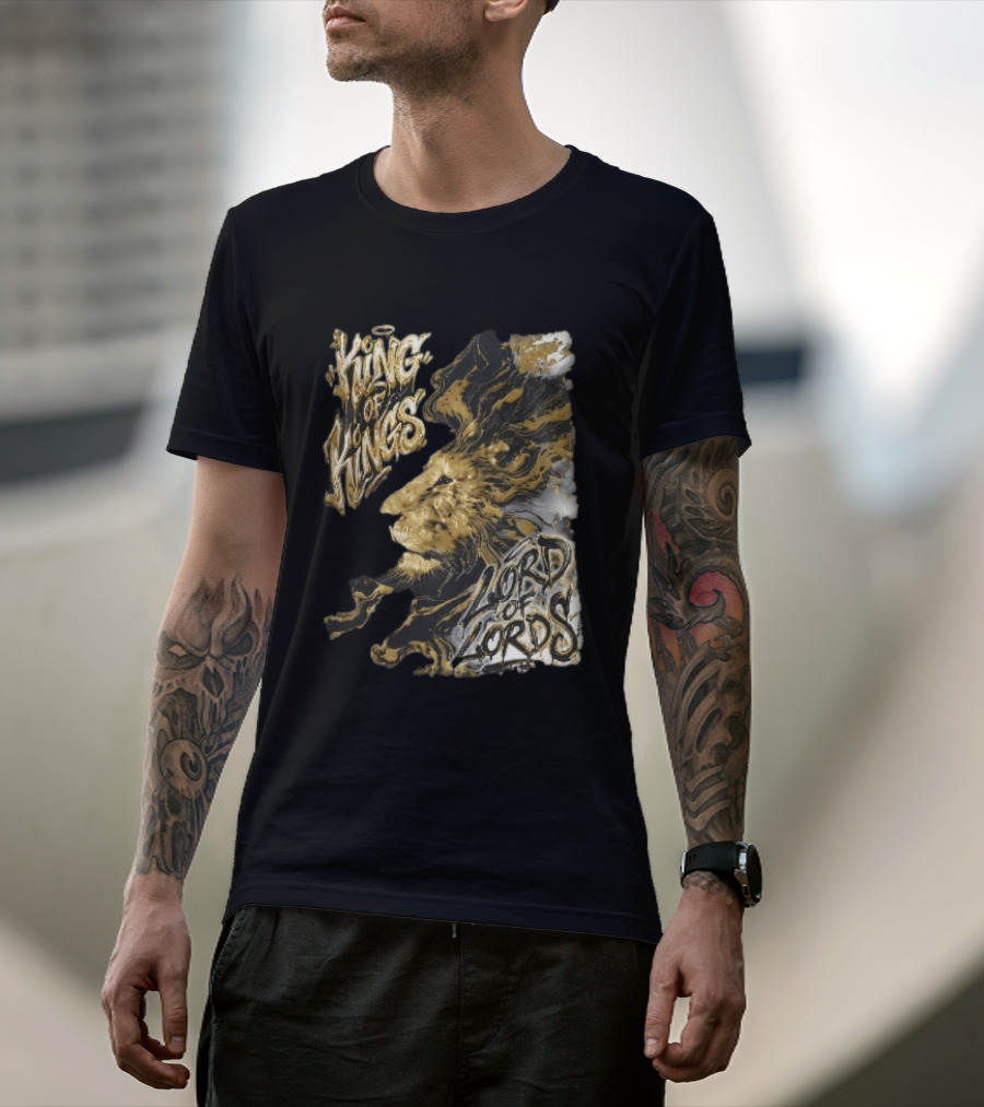 King Of Kings Lord Of Lords Golden Lion Swirling Mane T-Shirt