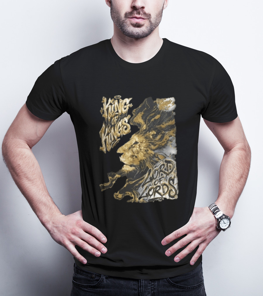 King Of Kings Lord Of Lords Golden Lion Swirling Mane T-Shirt