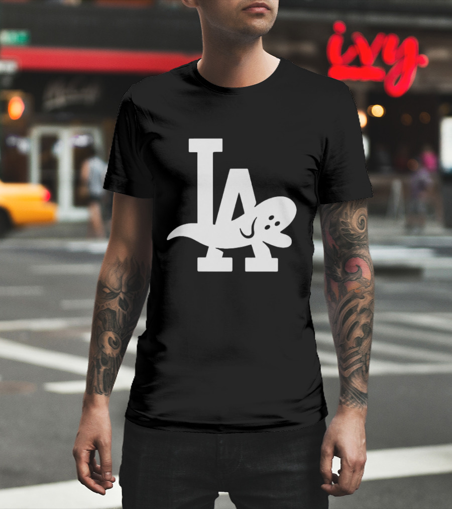 Los Angeles Dodgers LA Ghost Logo Halloween T-Shirt