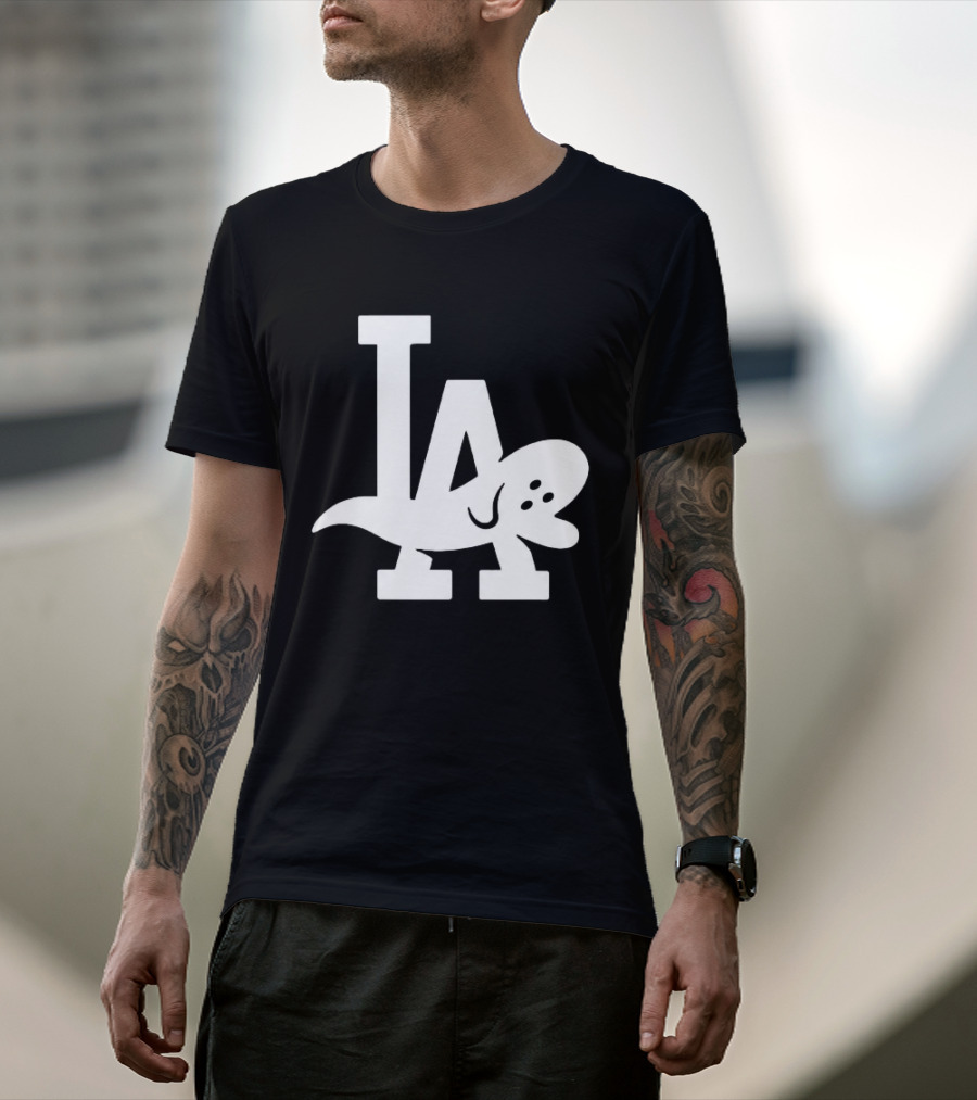 Los Angeles Dodgers LA Ghost Logo Halloween T-Shirt