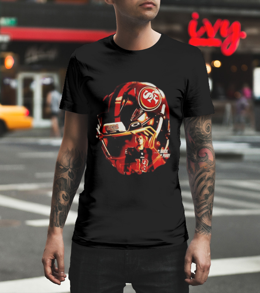 San Francisco 49ers Brock Purdy 13 Football Helmet NFL Night T-Shirt