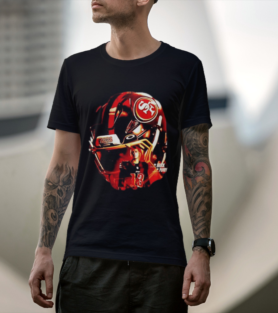 San Francisco 49ers Brock Purdy 13 Football Helmet NFL Night T-Shirt