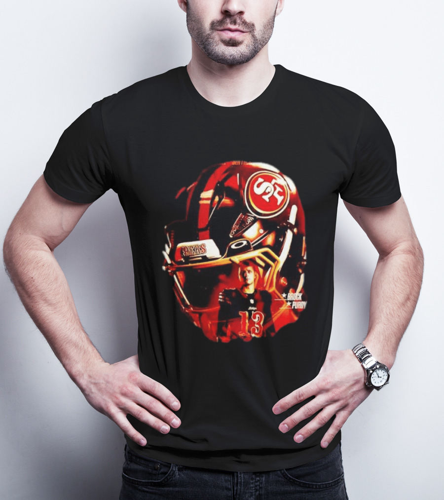 San Francisco 49ers Brock Purdy 13 Football Helmet NFL Night T-Shirt