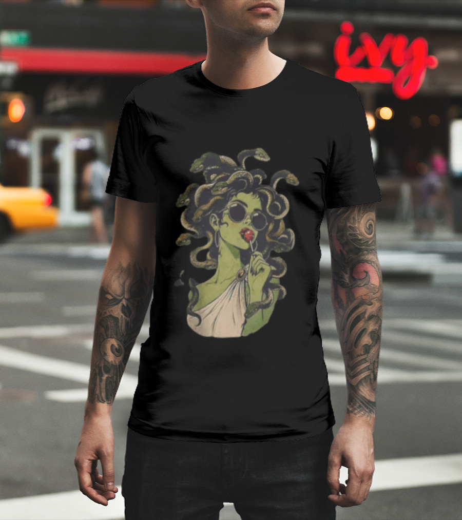 Vintage Medusa With Sunglasses And Lollipop T-Shirt