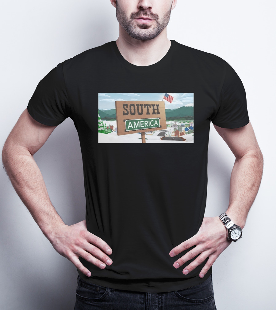 South America Sign With USA Flag Satire T-Shirt