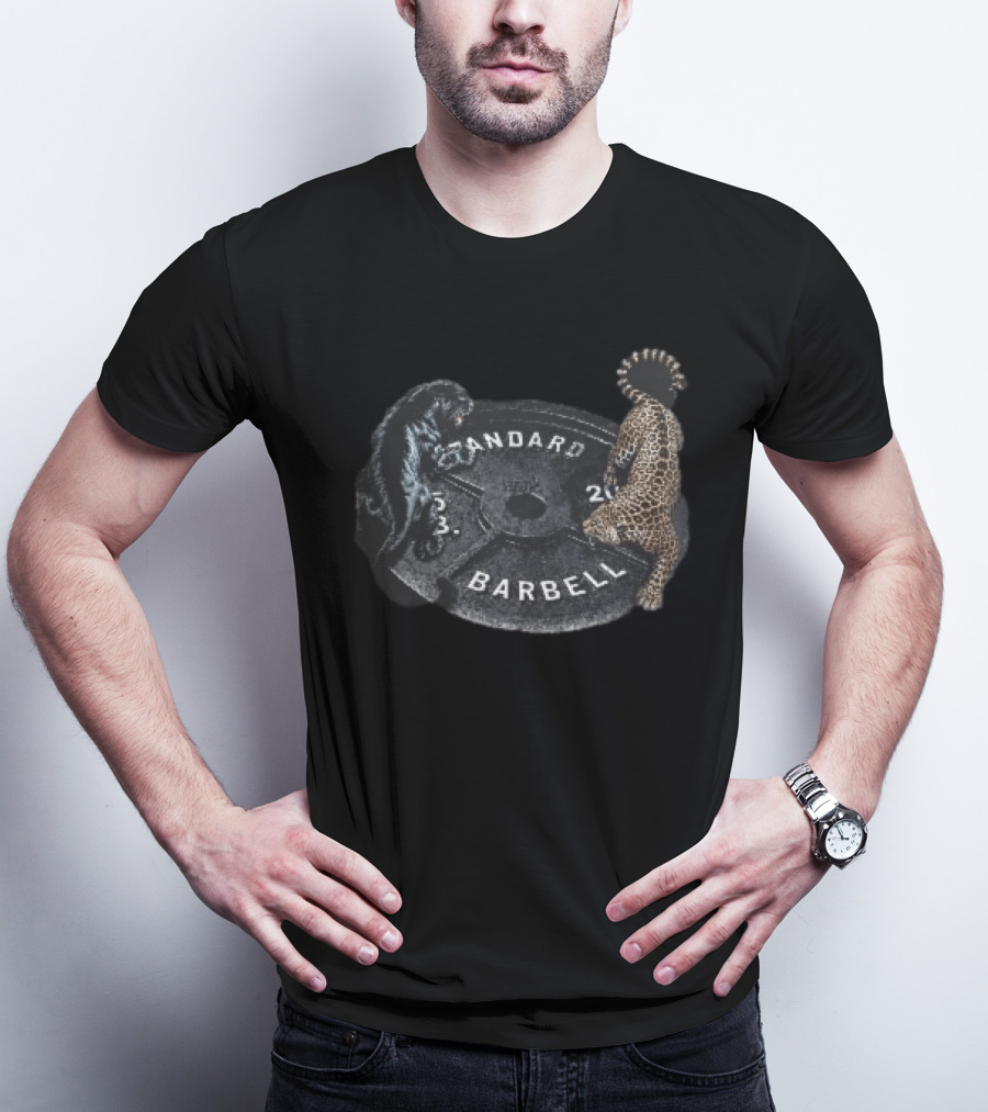 Standard Barbell 45 LB Black Panther Leopard Crawling Weight Plate T-Shirt