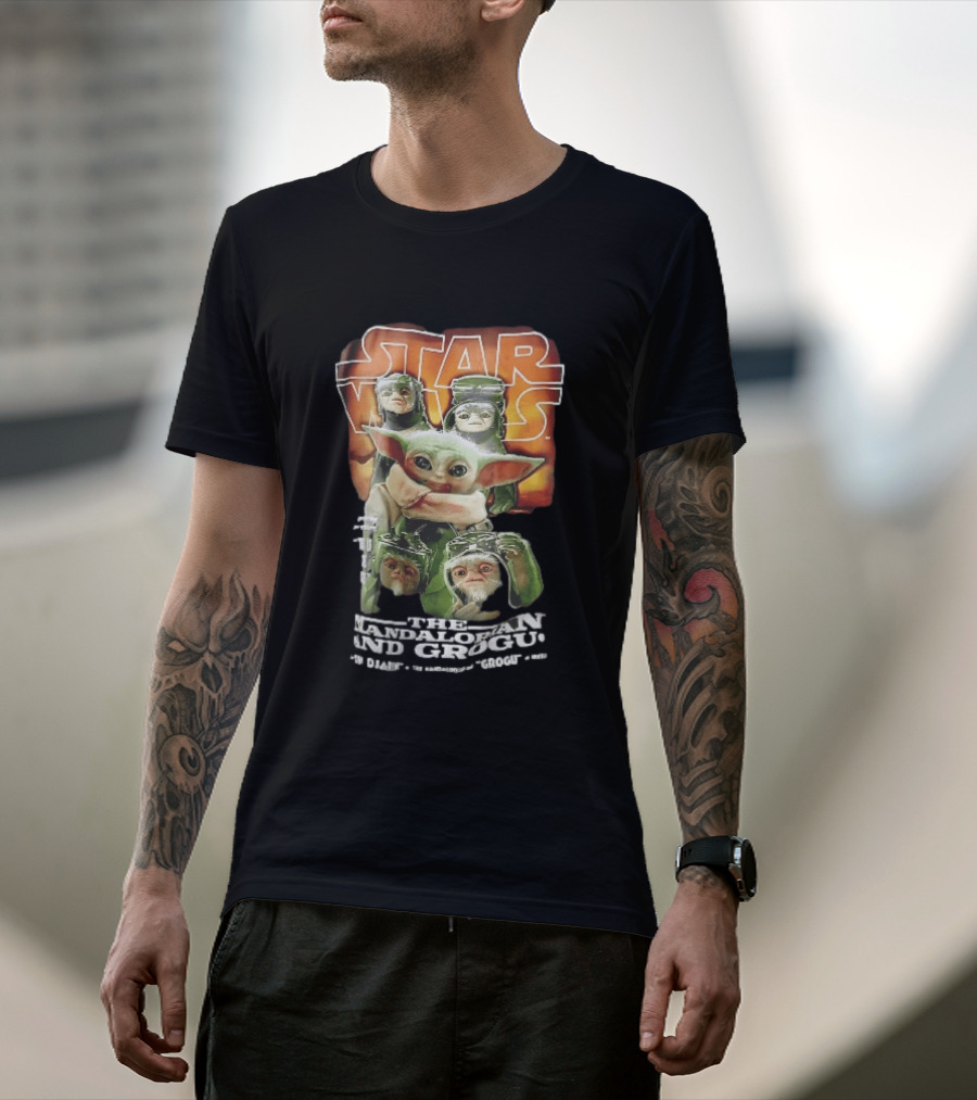 Star Wars The Mandalorian Grogu Din Djarin Anzellan Droidsmiths Collage This Is Way T-Shirt