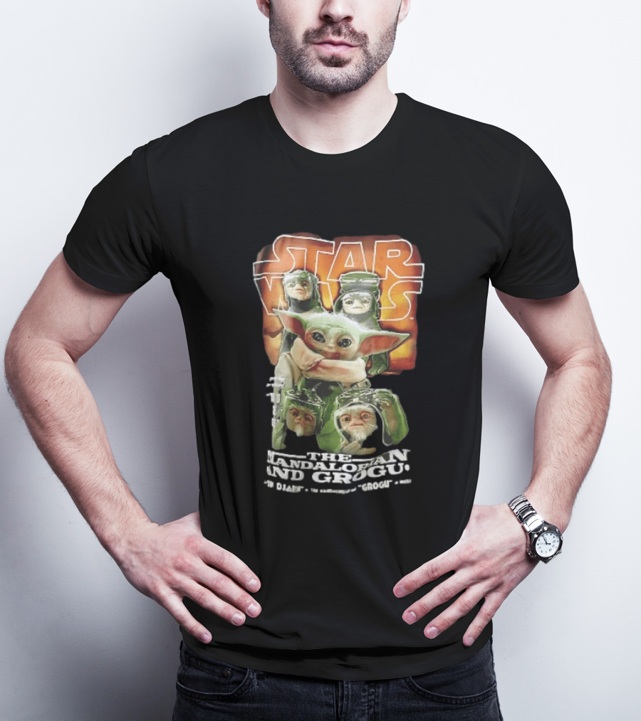 Star Wars The Mandalorian Grogu Din Djarin Anzellan Droidsmiths Collage This Is Way T-Shirt