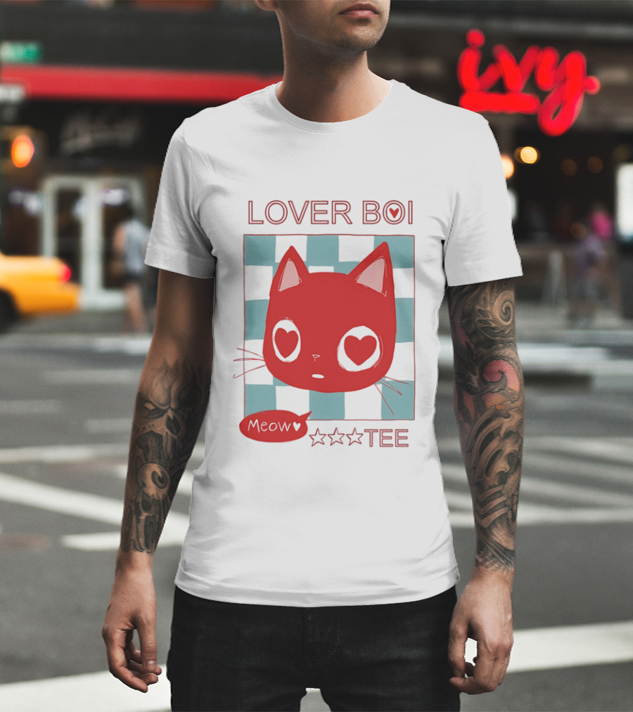 Lover Boi Meow Red Cat Star T-Shirt