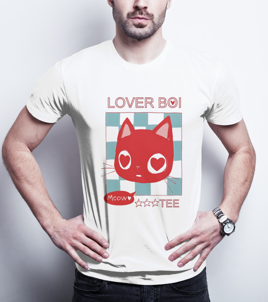 Lover Boi Meow Red Cat Star T-Shirt