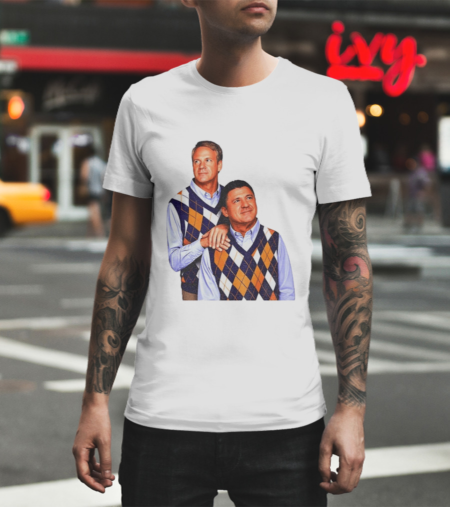 LSU Coaches Step Brothers Argyle Sweater Lane Kiffin T-Shirt