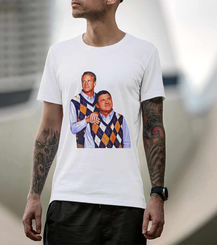 LSU Coaches Step Brothers Argyle Sweater Lane Kiffin T-Shirt