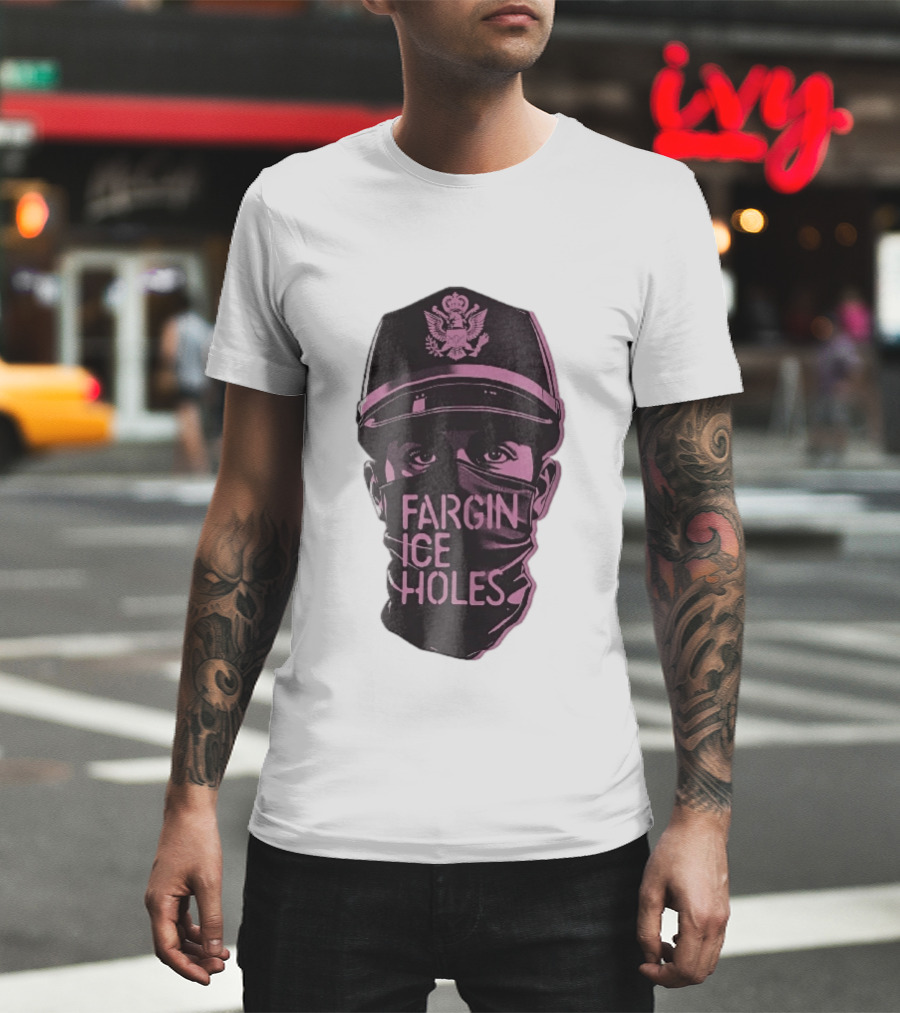 Fargin Ice Holes Masked Officer Police Cap Eagle T-Shirt