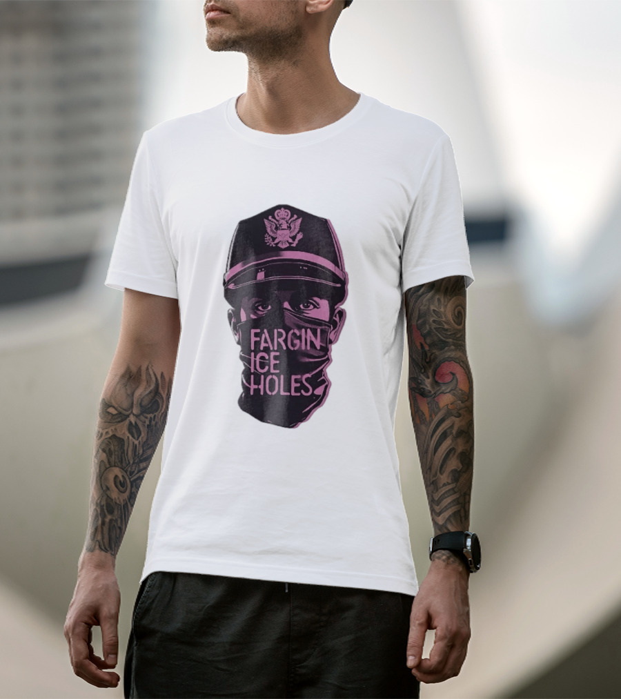 Fargin Ice Holes Masked Officer Police Cap Eagle T-Shirt