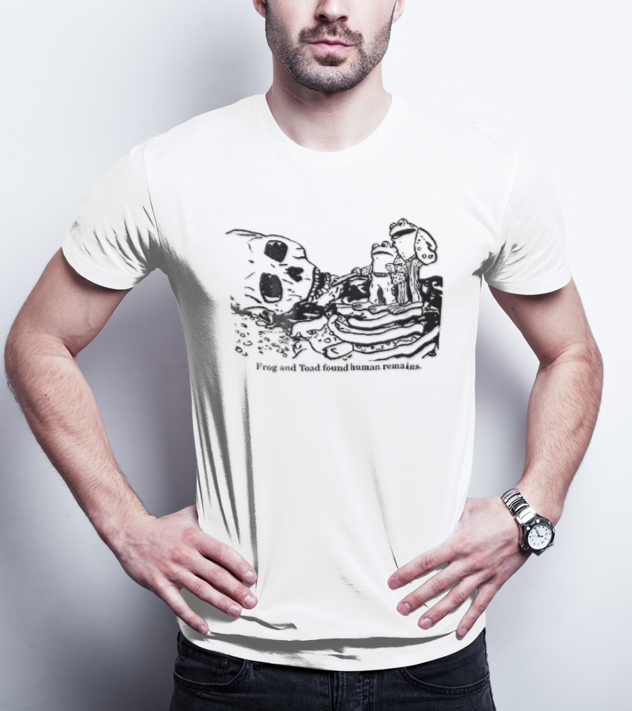 Frog And Toad Found Human Remains Cartoon Skeleton Skull Drawing T-Shirt