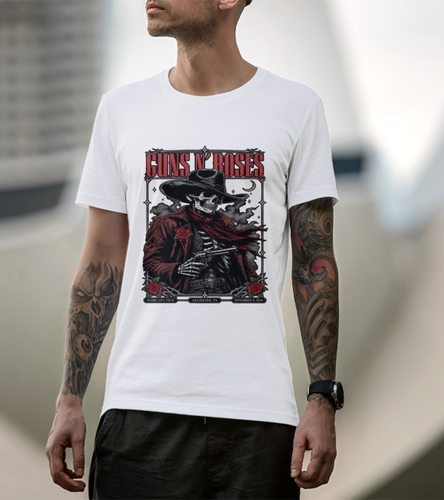 Guns N' Roses Skeleton Cowboy Globe Life Field Arlington TX September 9 2026 T-Shirt