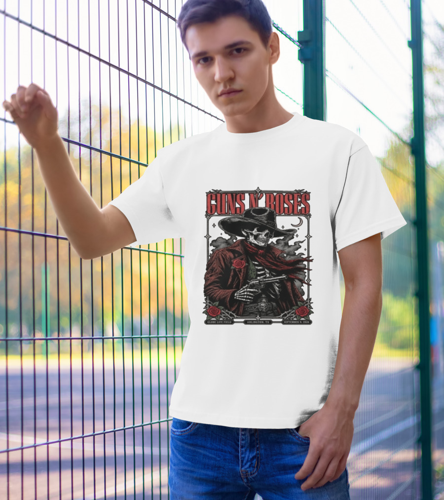 Guns N' Roses Skeleton Cowboy Globe Life Field Arlington TX September 9 2026 T-Shirt