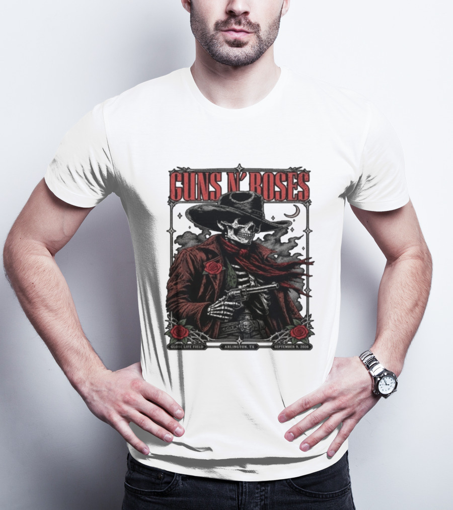 Guns N' Roses Skeleton Cowboy Globe Life Field Arlington TX September 9 2026 T-Shirt