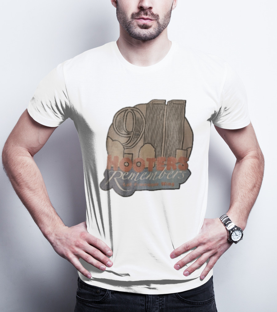 Hooters 911 Remembers Let Freedom Wing Twin Towers City Skyline T-Shirt