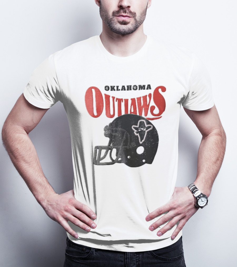 Oklahoma Outlaws Distressed Black Helmet Masked Bandit 2025 T-Shirt