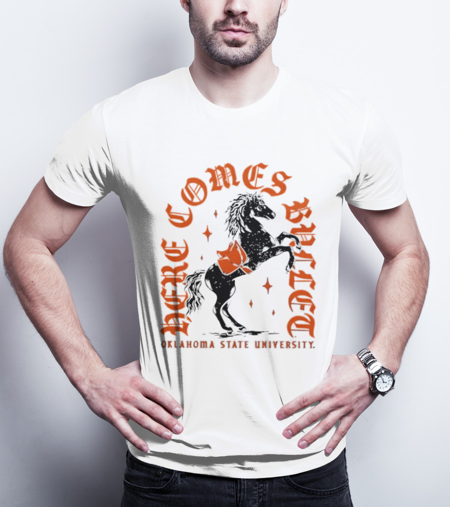 Oklahoma State University Here Comes Bullet Horse Riding Spirit T-Shirt