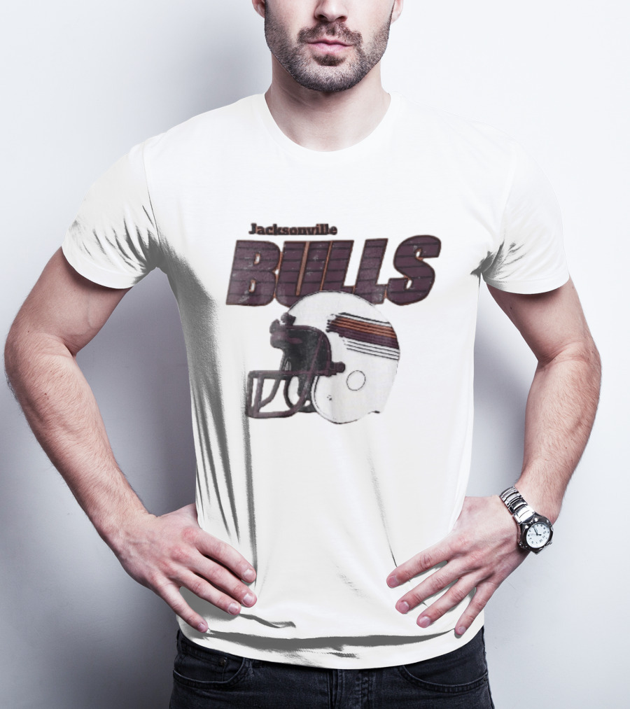 Jacksonville Bulls USFL Distressed Football Helmet T-Shirt