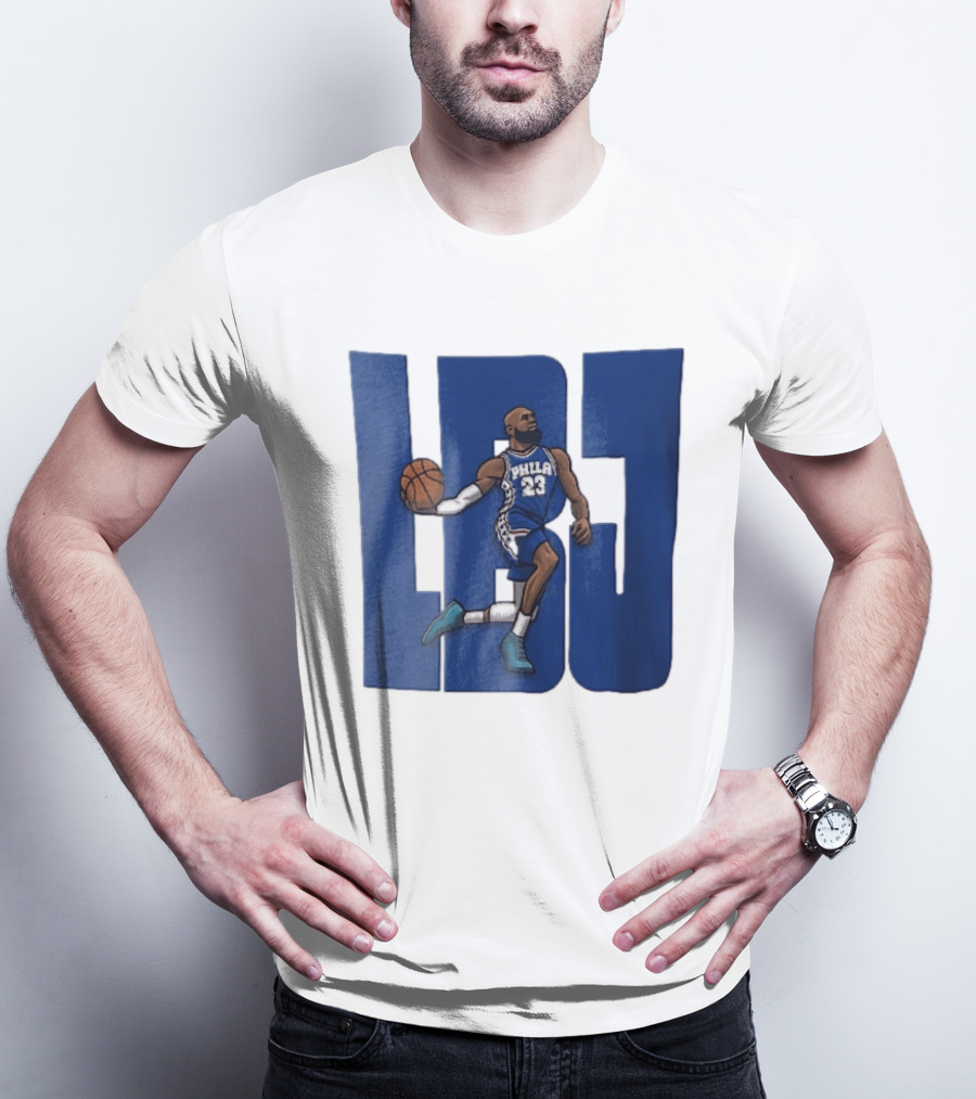 Philadelphia 76ers Phila 23 Cartoon Caricature Basketball Player Dribbling Lbj T-Shirt