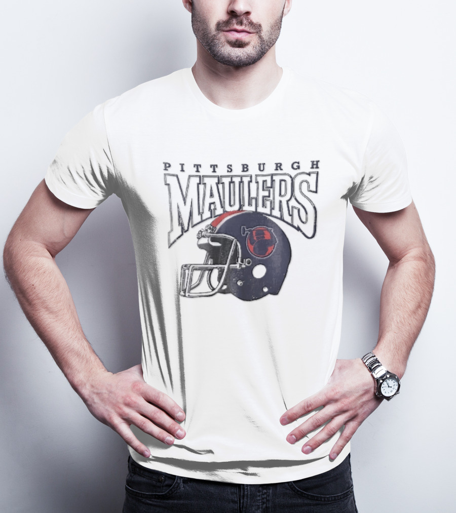 Pittsburgh Maulers Distressed Steelworker Football Helmet T-Shirt