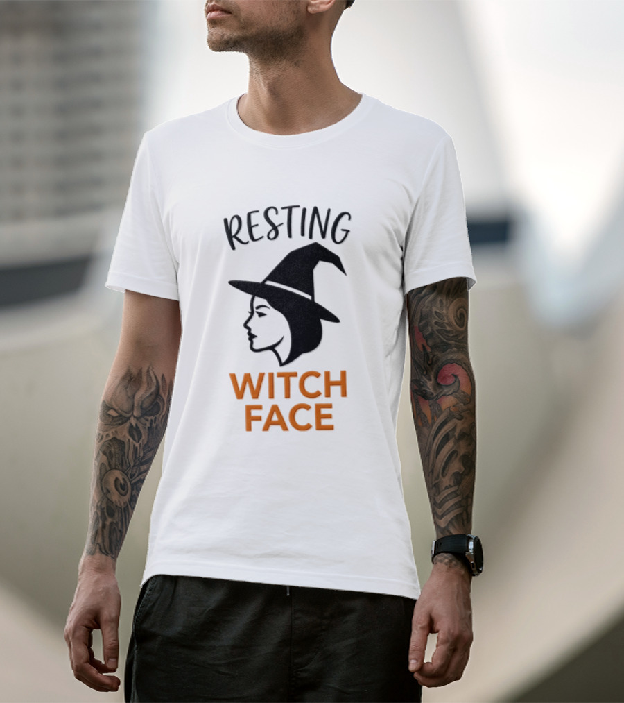 Resting Witch Face Halloween Witch Hat T-Shirt