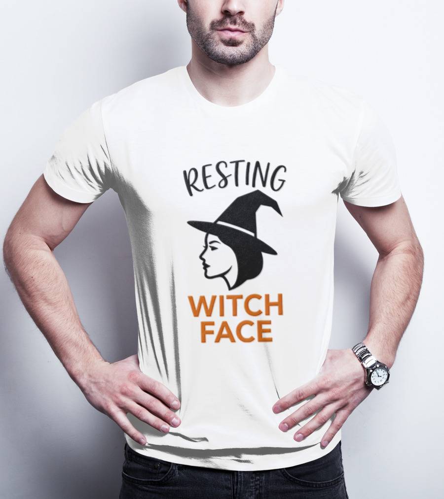 Resting Witch Face Halloween Witch Hat T-Shirt