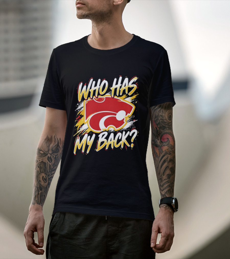 Wildcat Who Has My Back Bold Red And White Paw Print T-Shirt